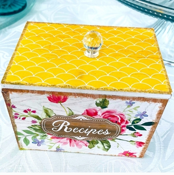 unbranded | Kitchen | Vintage Floral Recipe Wooden Box With Lid | Poshmark